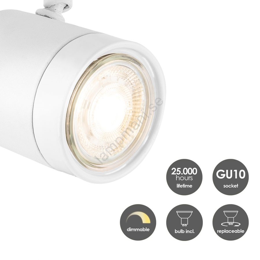 LED Dimbar spotlight MANU 1xGU10/5,8W/230V vit | Lampmani